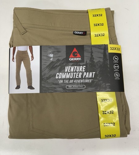 GERRY Mens Venture Commuter Pants Tan Relaxed Fit Sz 34W 28L NEW | eBay