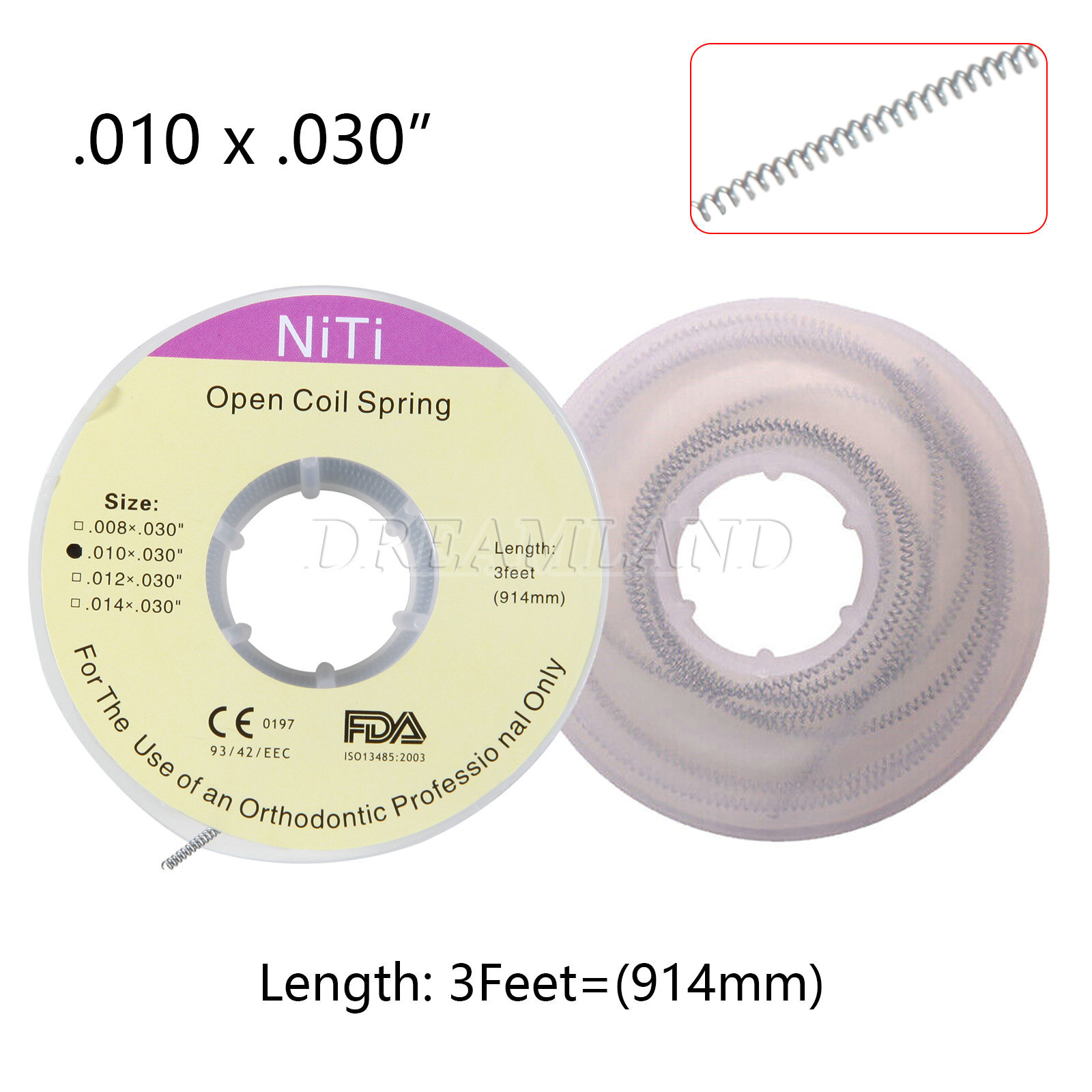 1 Roll Dental Orthodontic Niti Open Coil Spring Spool Dia.010 *030 inch ...