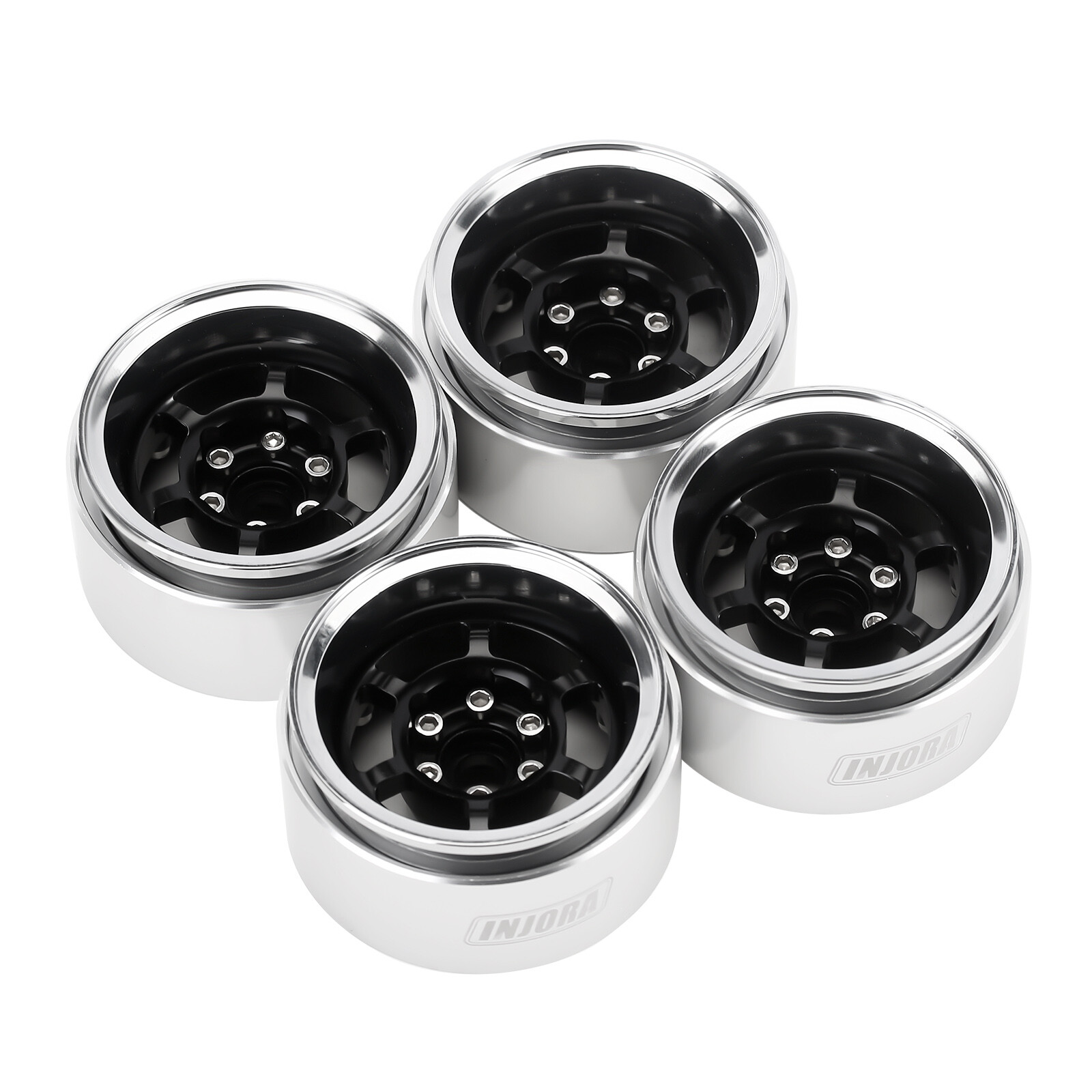 INJORA 1.9" Beadlock RC Wheel Rims Offset -10mm for SCX10 Pro TRX4 VS4 ...