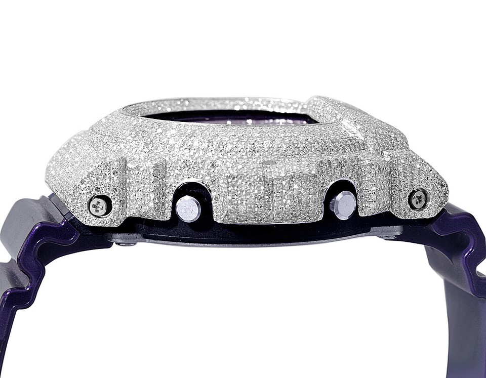 Casio G-Shock Purple 6900 Iced Out Diamond Watch 9 9/10CT | eBay