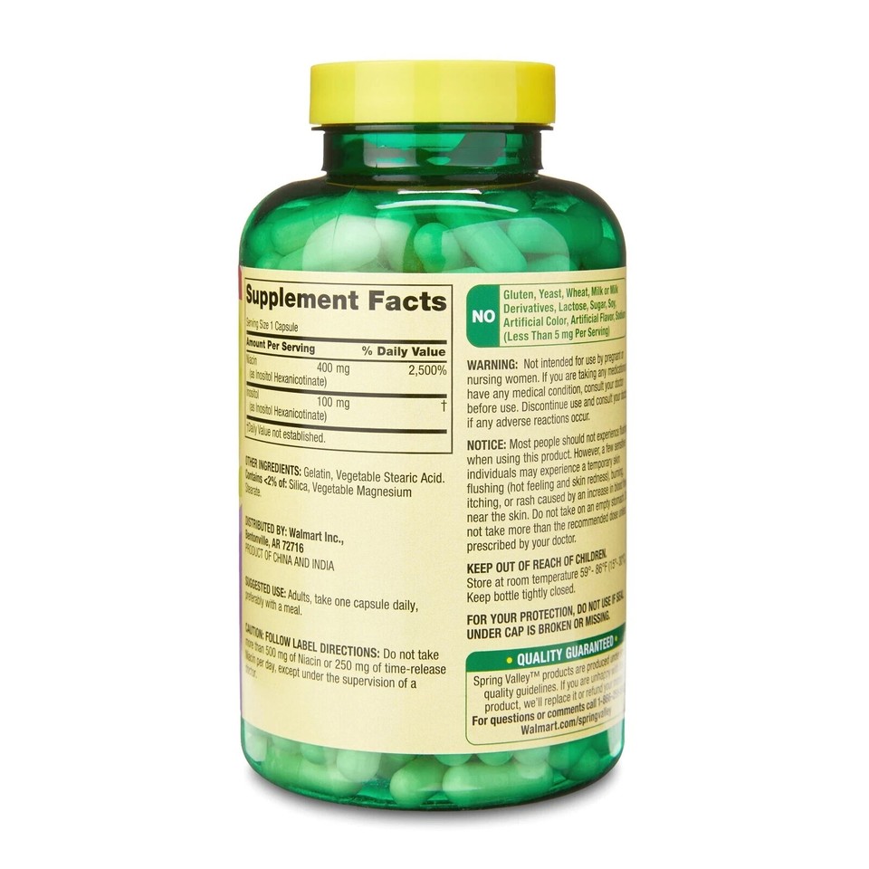 Spring Valley Niacin Metabolism Support Dietary Supplement Capsules ...