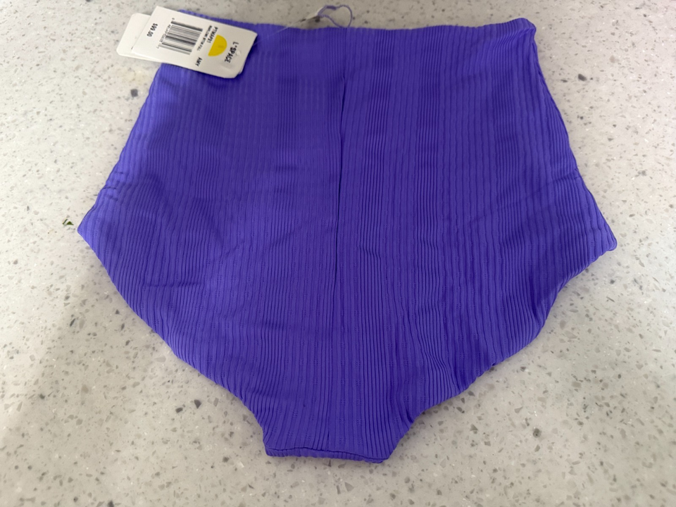 NEW purple ribbed L SPACE lined swimsuit bikini bottom size small | eBay