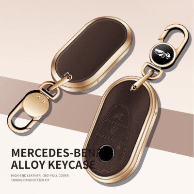 Alloy Leather Remote Fob Holder Key Shell Cover Case For Benz S C S400 ...