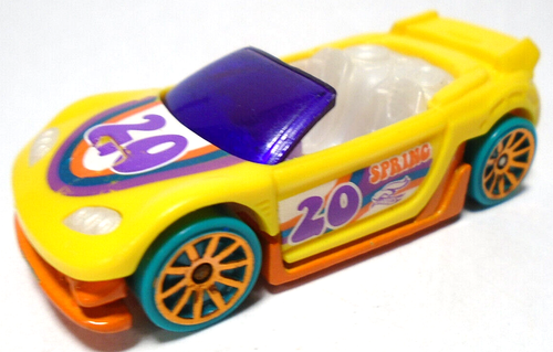 2014 HOT WHEELS TRAK-TUNE SPRING 20 YELLOW 2 3/4" DIECAST CAR W/ PURPLE ...