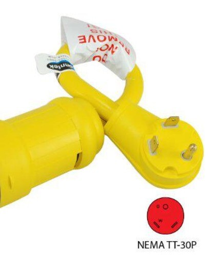 Yellow 1.5' 30 Amp to 50 Amp Turn Lock Heavy Duty RV Camp Power Adapter ...