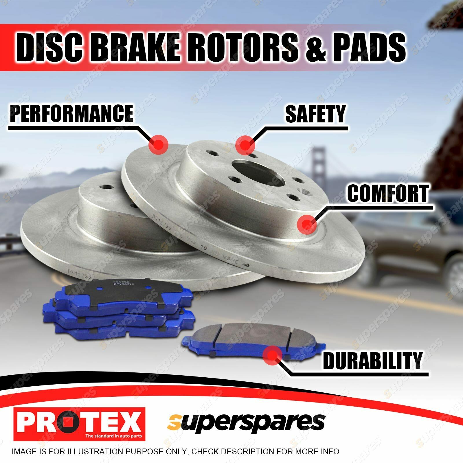 Protex Rear Disc Brake Rotors Blue Pads for Ford Transit VM Front Wheel ...