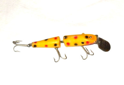 Creek Chub Deep Diver Pikie Jointed Wood Lure Yellow w Red & Black ...