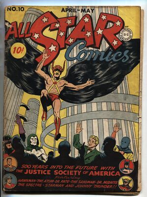 ALL STAR COMICS #10 DC Golden-Age comic book Hawkman-Spectre-Wonder ...