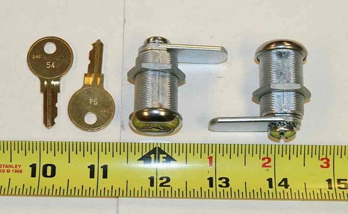 Valley pool table # 54 (C054A) door locks, qty 2 w/ 2 keys, each 1-1/8 ...