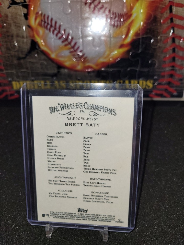 2023 Topps Allen & Ginter Brett Baty RC SP - #374 - New York Mets Rookie | eBay