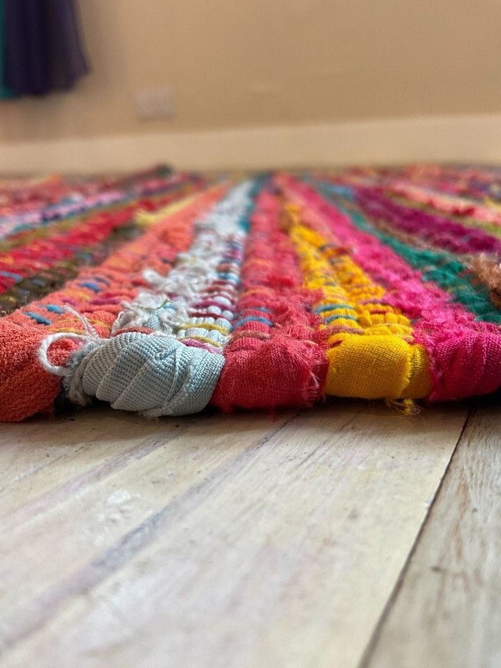 Rag Rug Festival Rugs Multicolour Rainbow Mat Cotton Hand Made ...