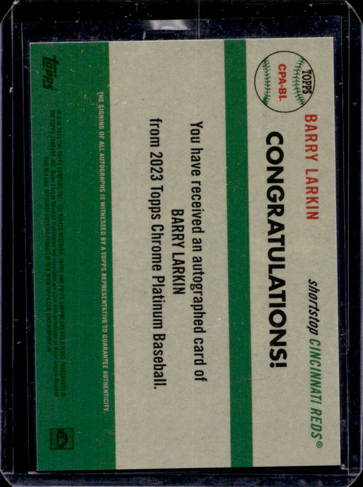 2023 Topps Chrome Platinum Barry Larkin Auto Pink Refractor #/15 #CPA ...