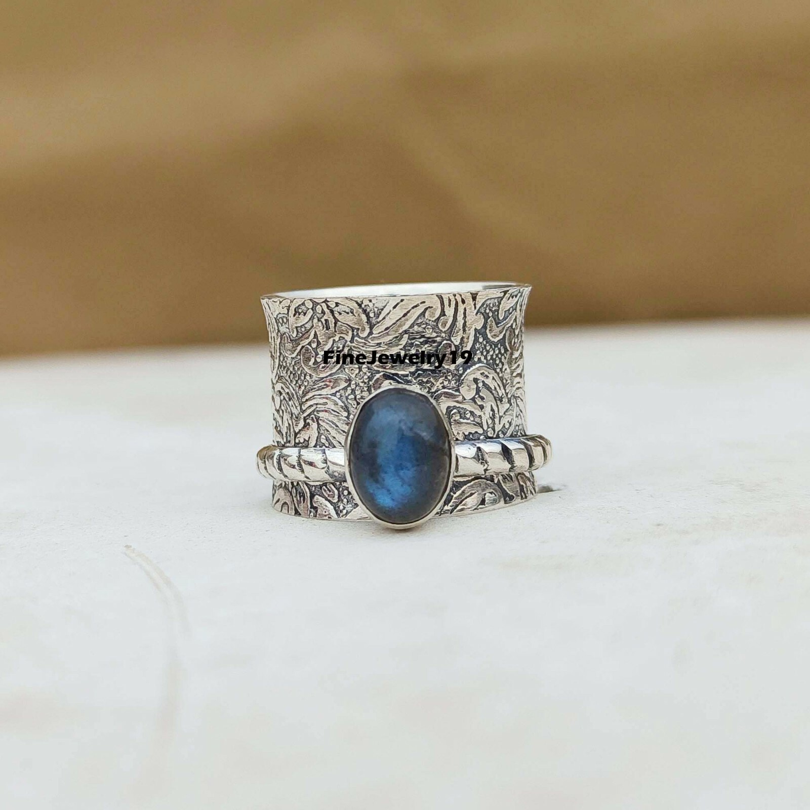 Labradorite Ring Solid 925 Sterling Silver Spinner Ring Meditation ...