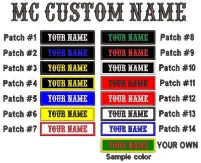 BIKER, MC CUSTOM NAME EMBROIDERED PATCH, IRON ON/SEWON FAST SHIPPING ...
