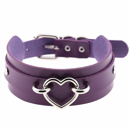 Women's Heart-Shaped Collar Leather Belt Necklace Punk Jewelry Necklace ...