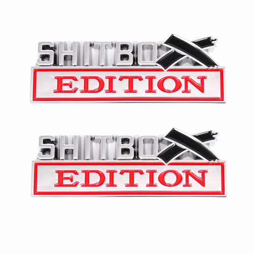 2x New CHROME RED BLACK 3" SHITBOX EDITION Decal Sticker Car Truck ...