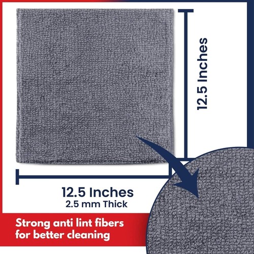 Microfiber Cleaning Cloth Grey 12 Packs 12.6"x12.6" High Performance ...