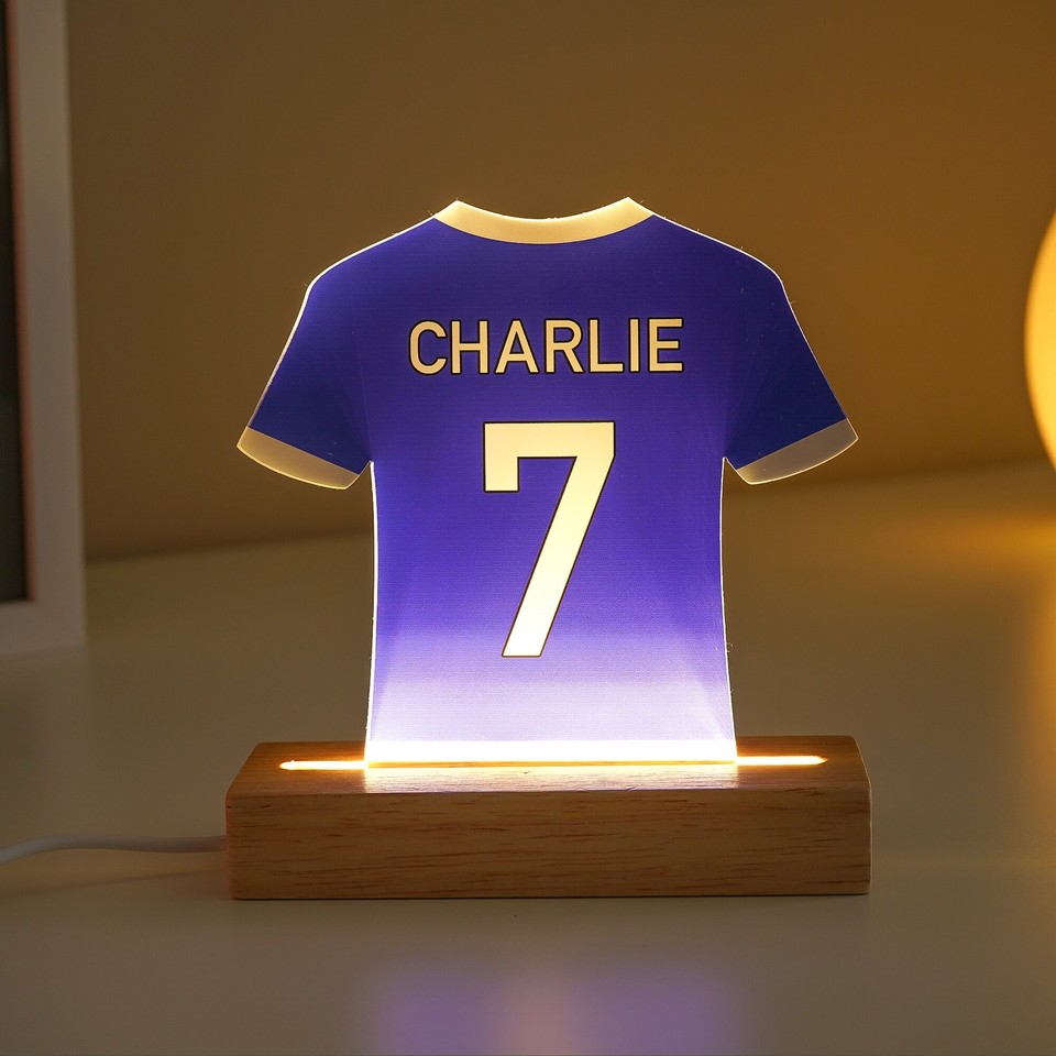 Personalised LED Football Shirt Lamp, Football Night Light Gift, Gift ...