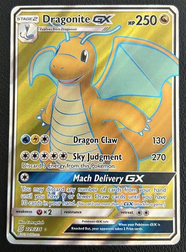 Dragonite GX 229/236 Unified Minds Full Art Ultra Rare Pokemon TCG Card ...