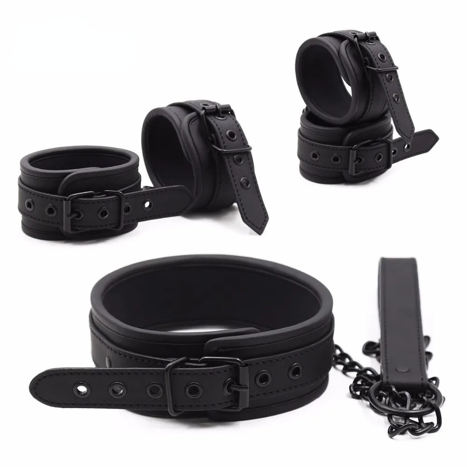 PU Soft Padded Leather Wrist Handcuffs Ankle Cuffs Restraints Bondage ...