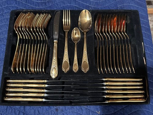 Bestecke Solingen W. Germany 23/24 Karat Gold Plated Flatware 72 Piece ...