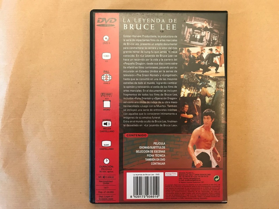 Bruce Lee DVD The Legend Of Bruce Lee Russell Cawthorne Spanish Manga ...