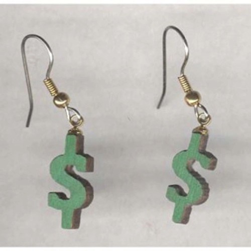 Funky DOLLAR SIGN EARRINGS-Bank Teller Cash Money Shopping Novelty ...