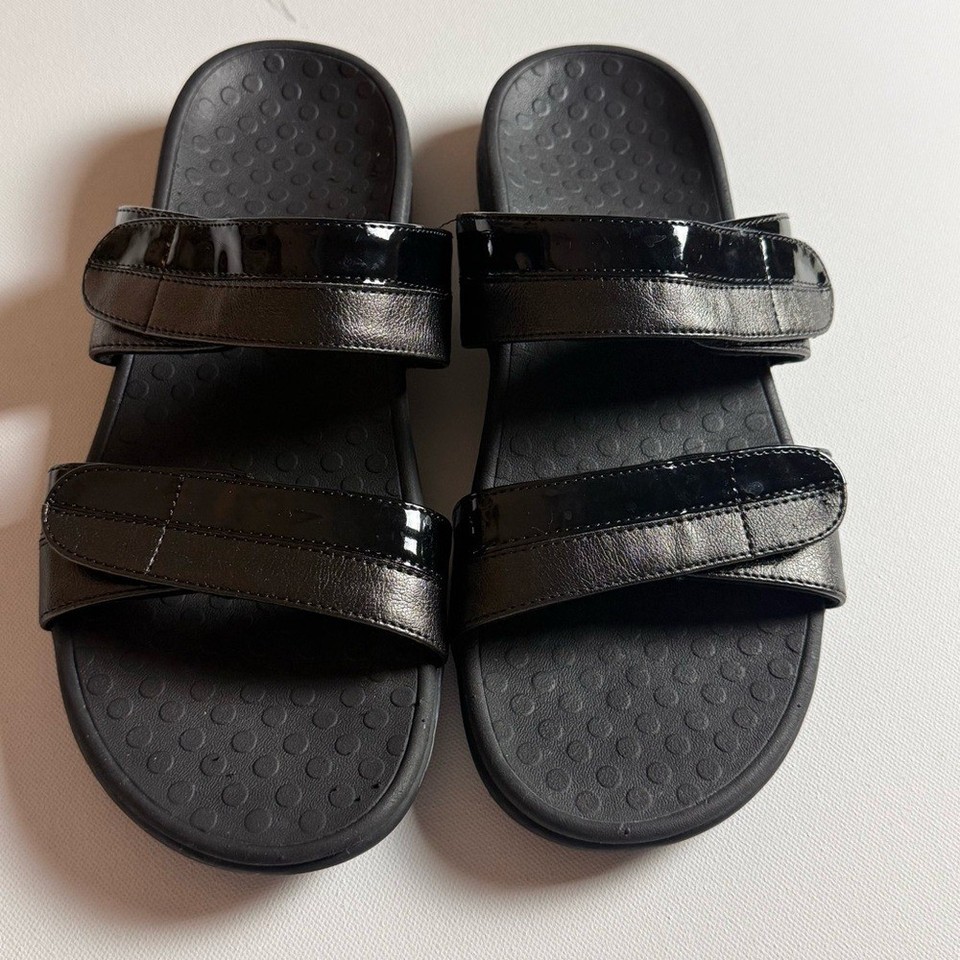 Vionic Black Adjustable Slide Sandals | Orthotic Comfort | Women's 10 ...