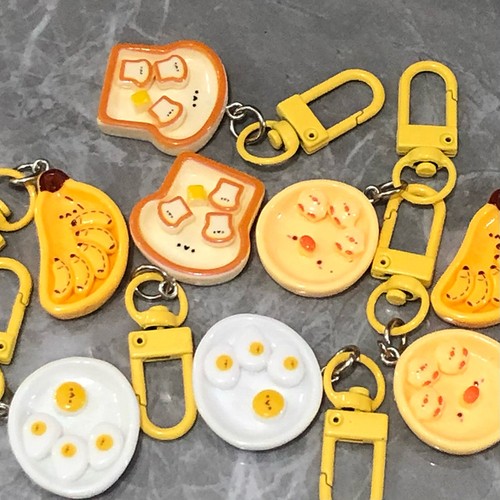 Cute Cartoon Poached Egg Banana Toast Keychain Kawaii Food Keyring Bags ...