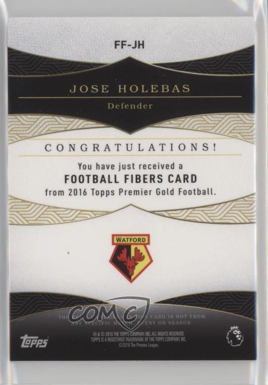 2016 Topps Premier Gold Football Fibers Relics Jose Holebas #JH | eBay