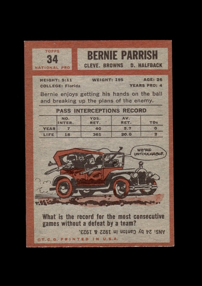 1962 Topps Set-Break # 34 Bernie Parrish EX-EXMINT *GMCARDS* | eBay