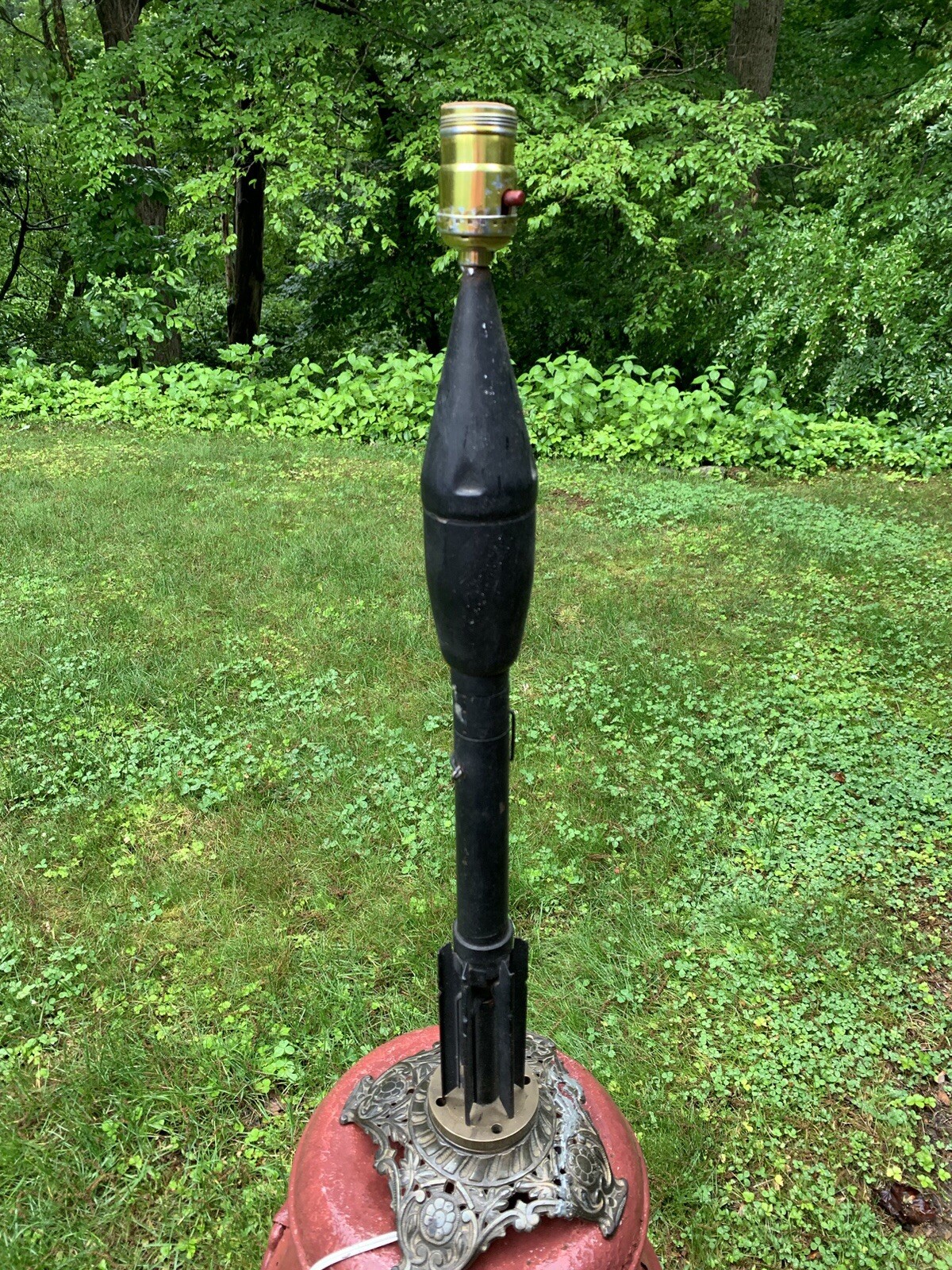 Vintage WW2 Bazooka M7A1 Rocket Lamp Trench Art Collectible, Used