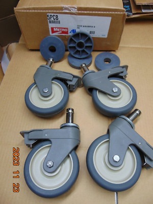 LOT OF 4 NEW Metro 5PCB Swivel Caster Wheels 5" with Brake & Bumper ...