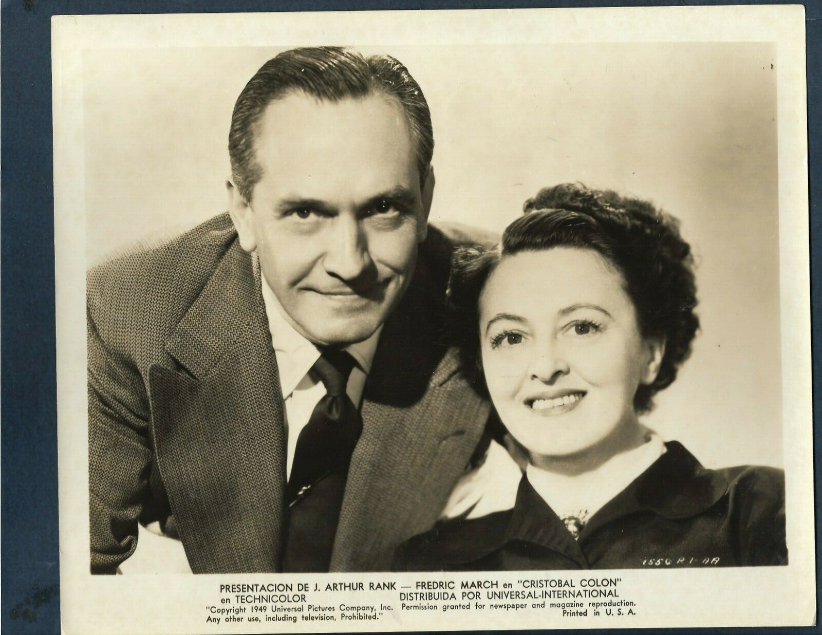 Florence Eldridge & Fredric March IN Christopher Columbus 1949 VINTAGE ...