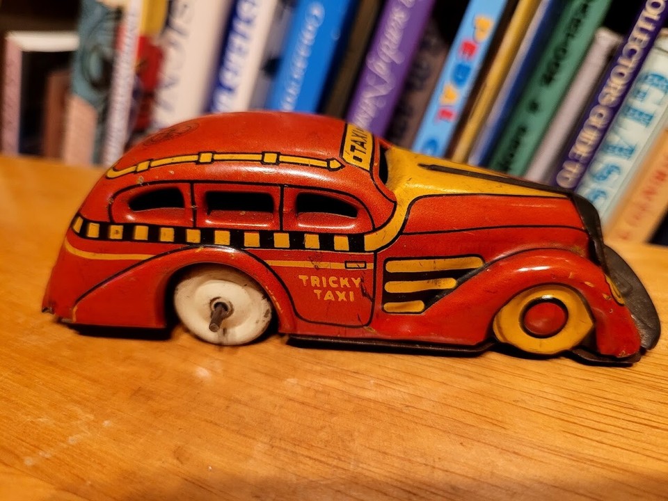 NICE VINTAGE 1930'S MARX TIN LITHO RED WIND UP TRICKY TAXI | eBay