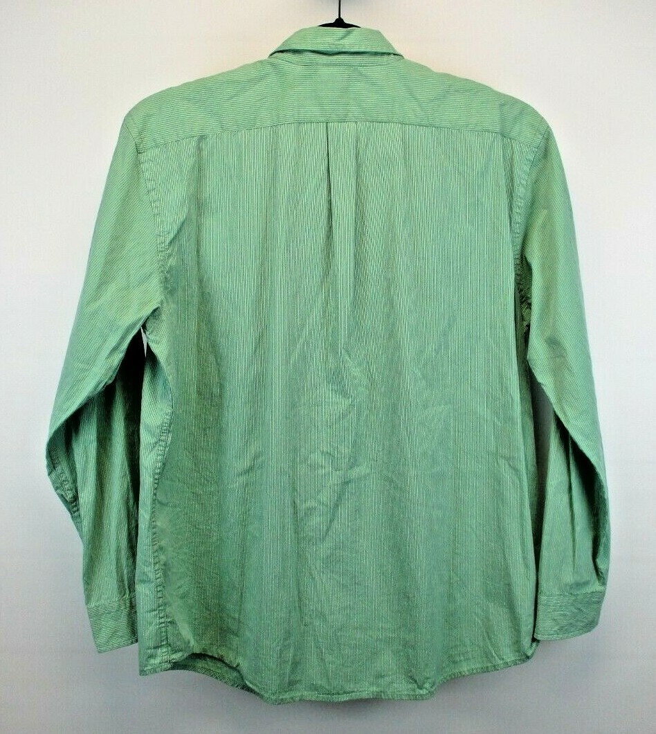 Gap Button Up Shirt Men's X-Large Green with White Stripes Cotton Long ...