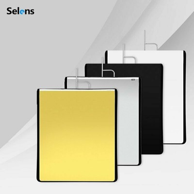 Selens 30"x35" Light Reflector Flag Frame 4-in-1 Cloth Diffuser Studio ...