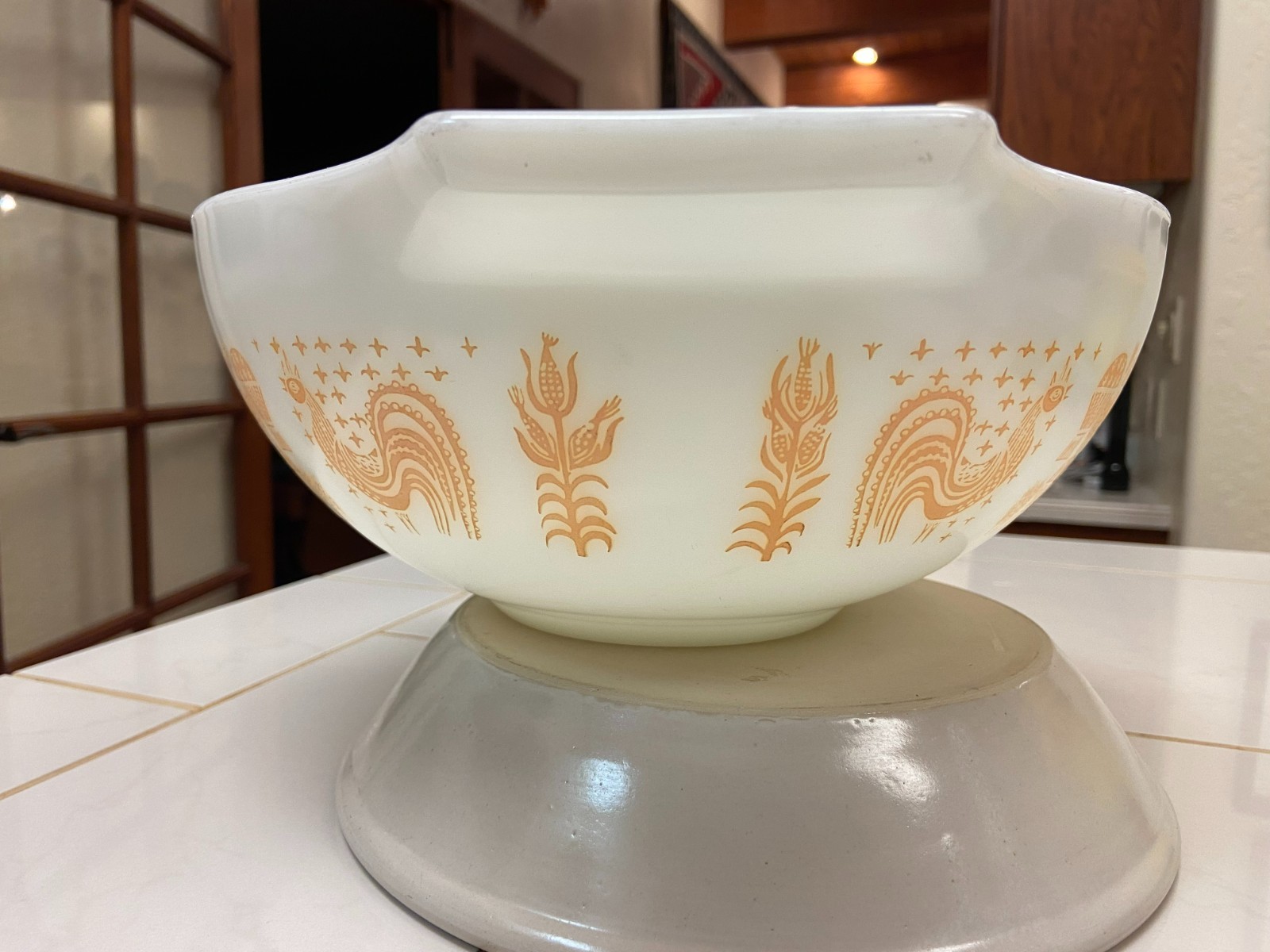 VINTAGE PYREX # 444 ORANGE AMISH BUTTERPRINT CINDERELLA BOWL 4 QT | eBay