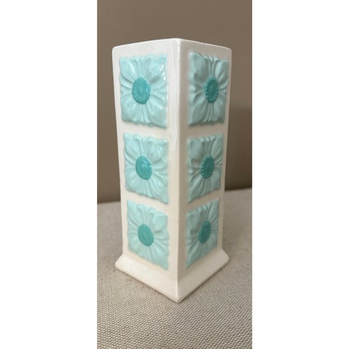 Ceramic Square 4-Sided Floral Design Vase 5.75” tall x 2.25” wide | eBay