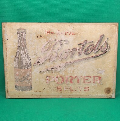 Antique Pre Prohibition Bartels Beer Porter Splits Tin Litho Sign 6" X ...