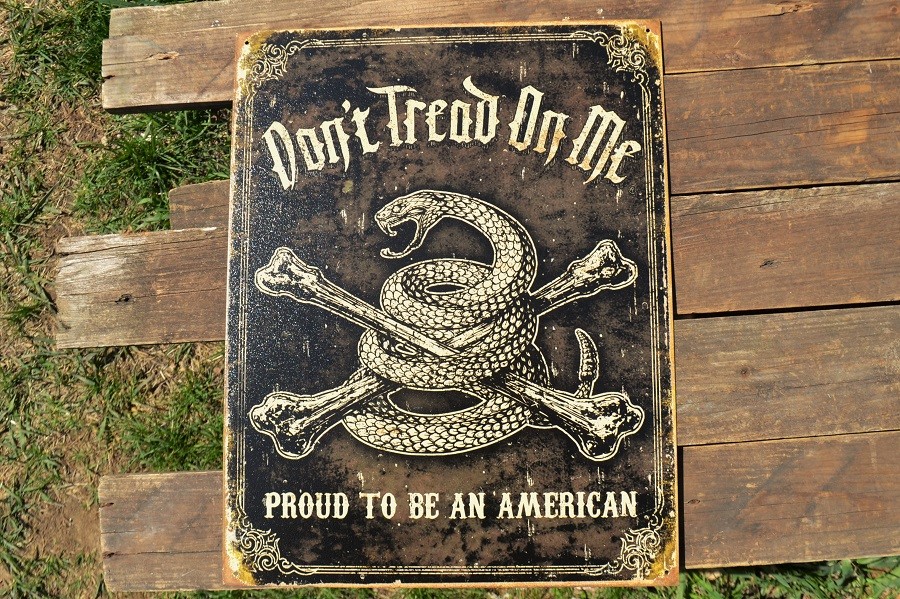 Don't Tread On Me Tin Metal Sign - Proud to Be an American - Gadsden ...