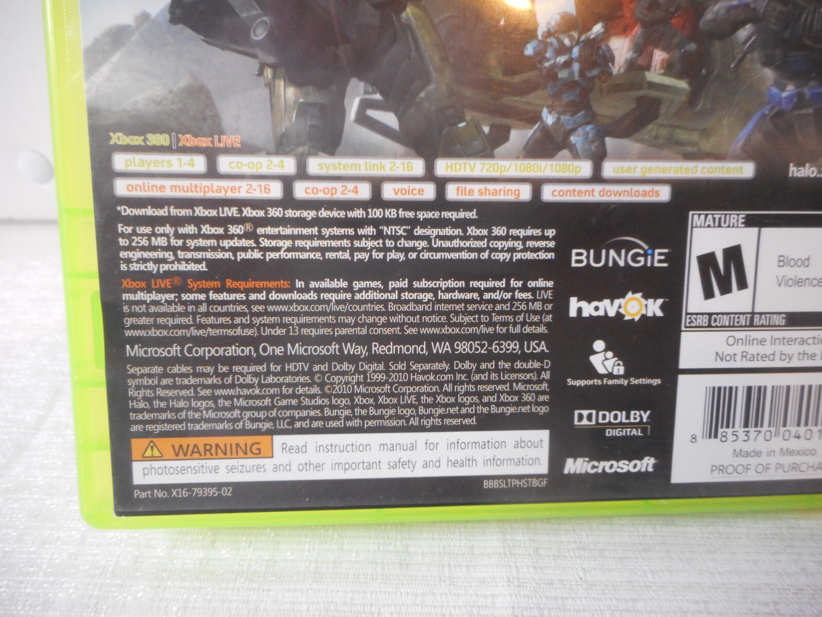 Halo Reach Xbox 360 - Game & Case | eBay