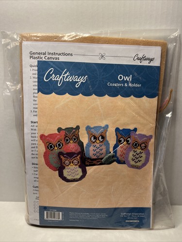 Craftways Owl Coasters & Holder Plastic Canvas Kit- 4"x4" | eBay