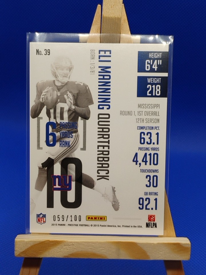 2015 Panini Prestige - Eli Manning #39 Extra Points Purple 59/100 | eBay