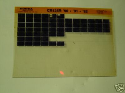 Microfiche Honda Motorcycle Fiche for 1990-1992 CR125R | eBay