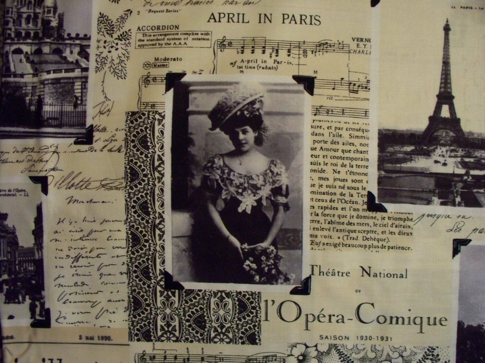 VINTAGE PARIS TRAVEL EIFFEL TOWER SCRIPT WRITING COTTON FABRIC FQ | eBay