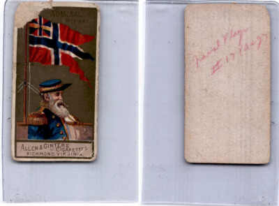 N17 Allen & Ginter, Naval Flags, 1887, Norway Admiral | eBay