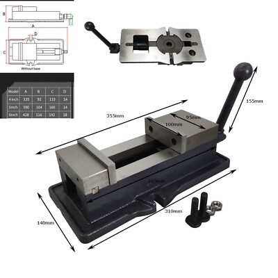 4" QM100 High Precision Angle Fixed Bench Vice Milling Machine Vise CNC ...