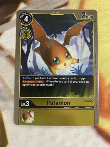 1X Patamon P-005 Digimon TCG Card Game Promo Version 0.0 English NM ...