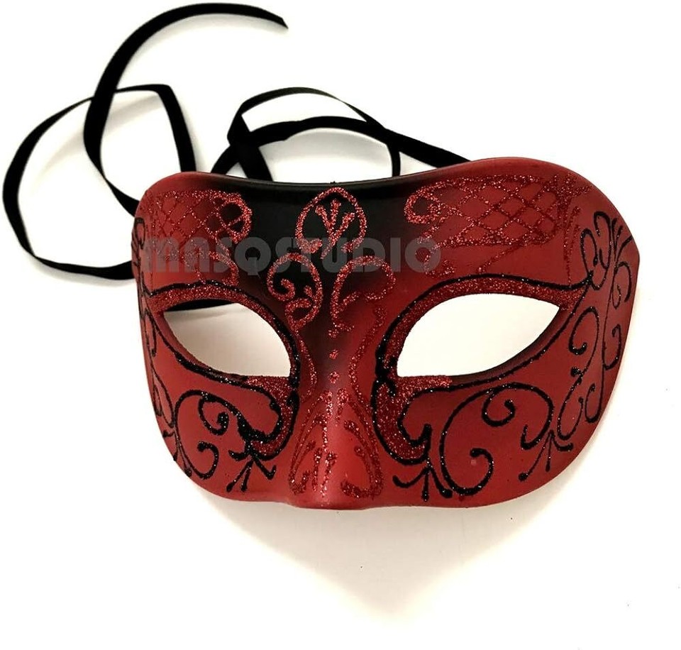 Red Masquerade Ball Mask Pair Cosplay Prom Dance Birthday Party Wear or ...